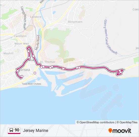 90 Route: Schedules, Stops & Maps - Jersey Marine (Updated)