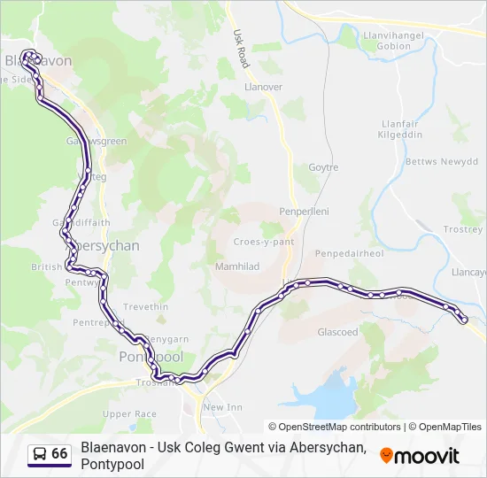 66 Route: Schedules, Stops & Maps - Blaenavon (Updated)