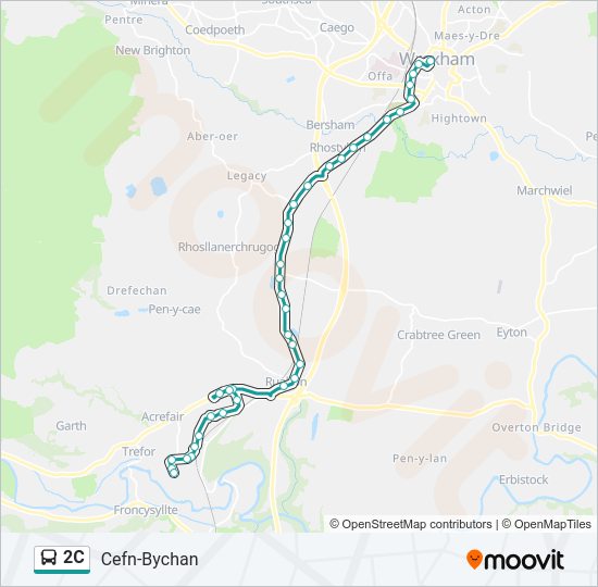 2C Route: Schedules, Stops & Maps - Cefn-Bychan (Updated)