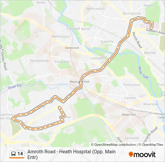 14 Route: Schedules, Stops & Maps - University Hospital Of Wales (Updated)