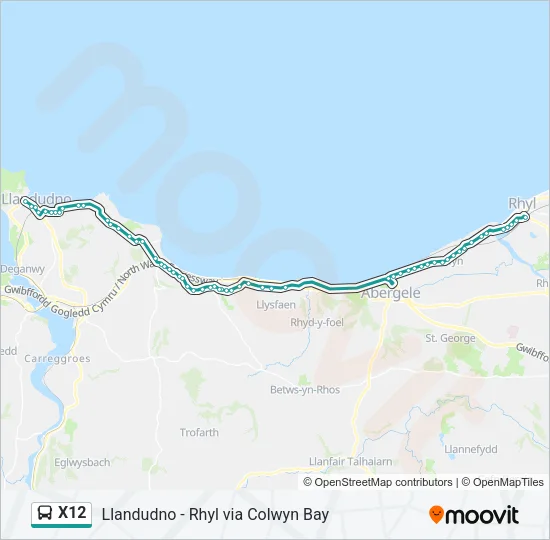 X12 Route: Schedules, Stops & Maps - Llandudno (Updated)