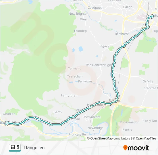 5 Route: Schedules, Stops & Maps - Llangollen (Updated)