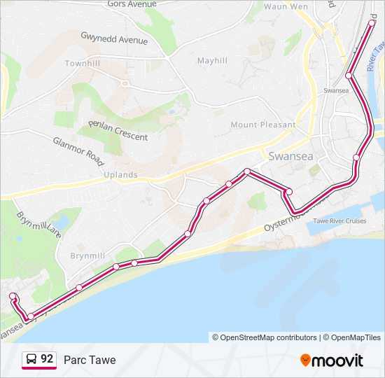 92 Route: Schedules, Stops & Maps - Parc Tawe (Updated)