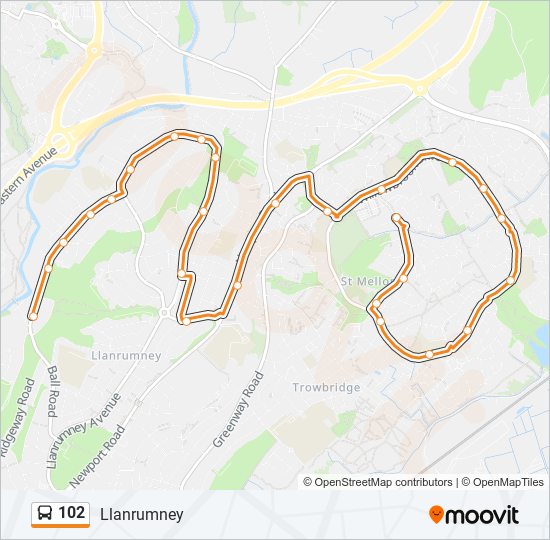 102 Route: Schedules, Stops & Maps - Llanrumney (Updated)