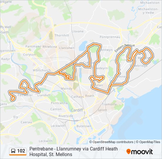 102 Route: Schedules, Stops & Maps - Pentrebane (Updated)