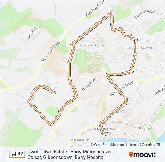 b2 Route: Schedules, Stops & Maps - Barry Dock (Updated)