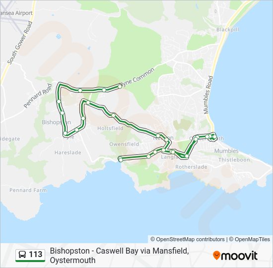 113 Route: Schedules, Stops & Maps - Caswell Bay (Updated)