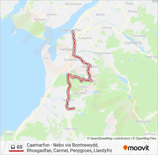 G5 Route: Schedules, Stops & Maps - Caernarfon (Updated)