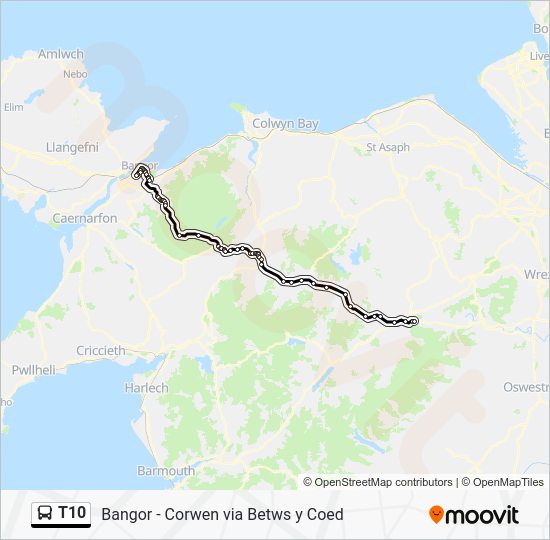 T10 Route: Schedules, Stops & Maps - Corwen (Updated)