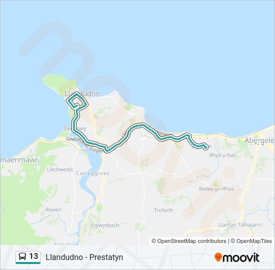 13 Route: Schedules, Stops & Maps - Llandudno (Updated)