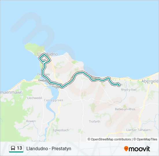13 Route: Schedules, Stops & Maps - Llandudno (Updated)