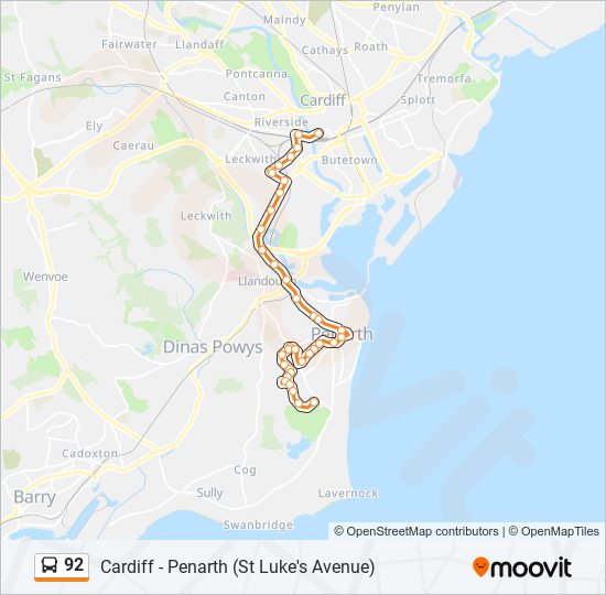 92 Route: Schedules, Stops & Maps - Cardiff (Updated)