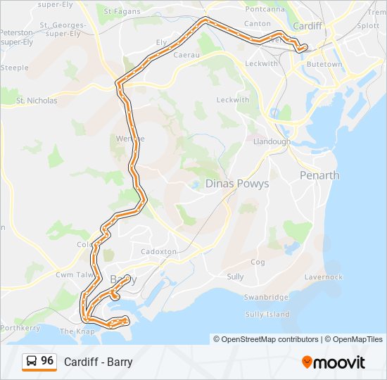 96 Route: Schedules, Stops & Maps - Cardiff (Updated)