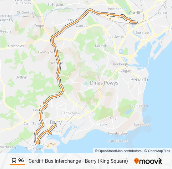 96 Route: Schedules, Stops & Maps - Cardiff Bus Station (Updated)