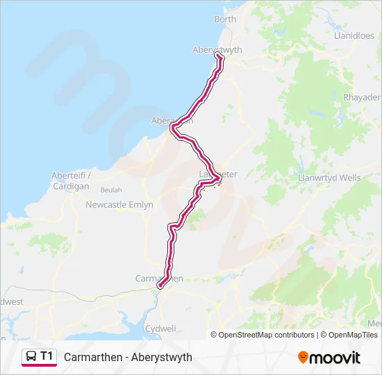 T1 Route: Schedules, Stops & Maps - Carmarthen (Updated)