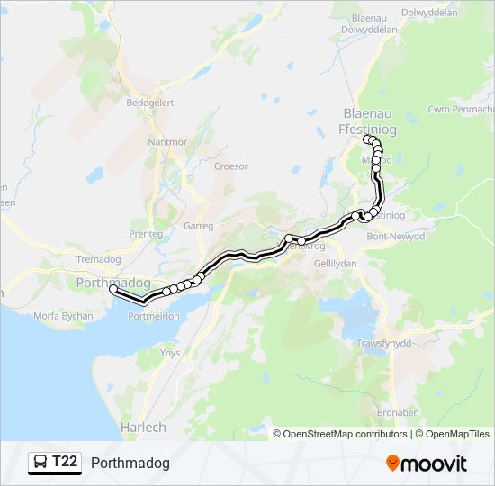 t22 Route: Schedules, Stops & Maps - Porthmadog (Updated)