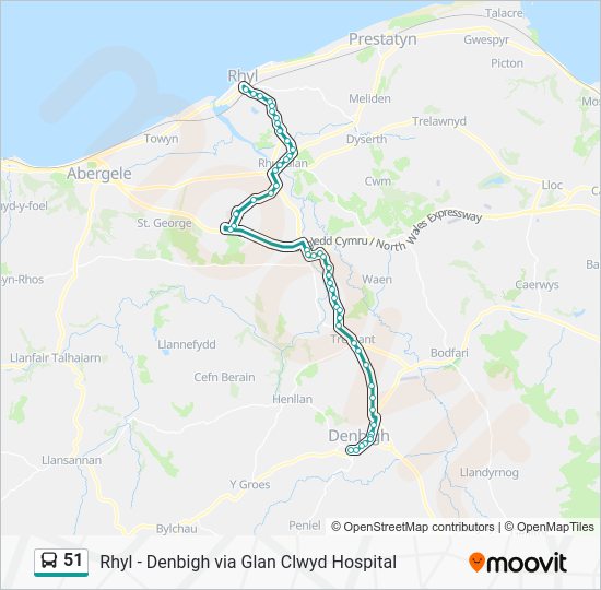 51 Route: Schedules, Stops & Maps - Denbigh (Updated)