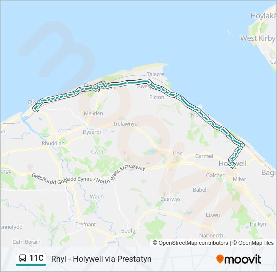 11c Route: Schedules, Stops & Maps - Holywell (Updated)