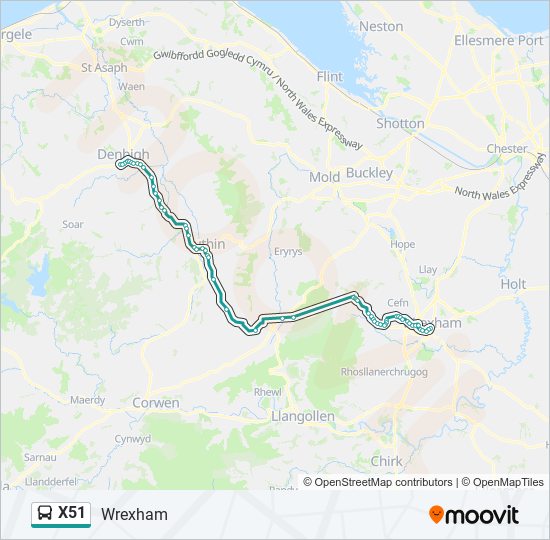 x51 Route: Schedules, Stops & Maps - Wrexham (Updated)
