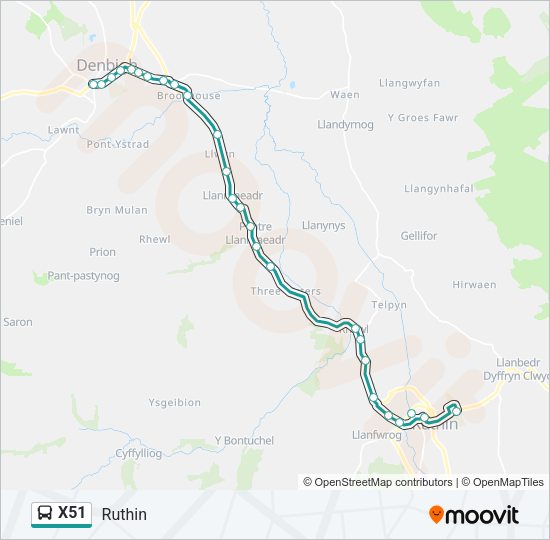 x51 Route: Schedules, Stops & Maps - Ruthin (Updated)