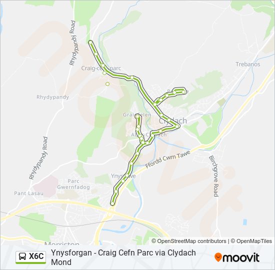 x6c Route: Schedules, Stops & Maps - Ynysforgan (Updated)