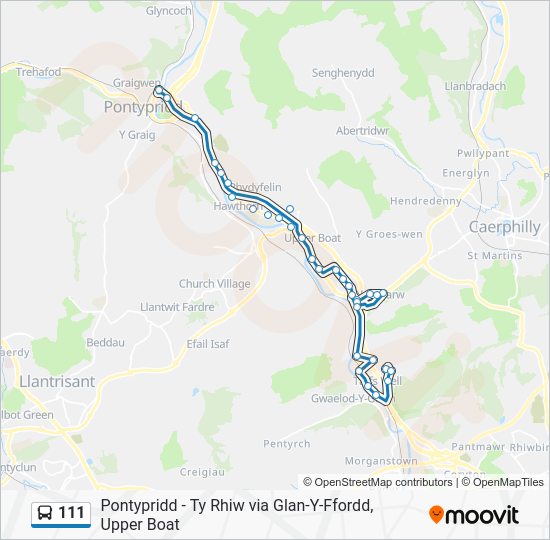 111 Route: Schedules, Stops & Maps - Pontypridd (Updated)