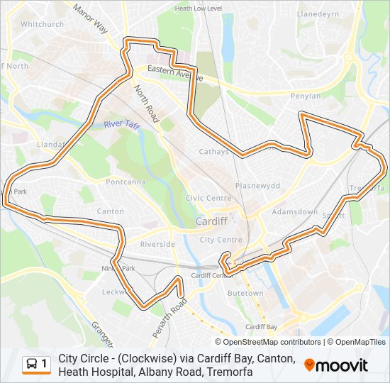 1 Route: Schedules, Stops & Maps - Cardiff (Updated)