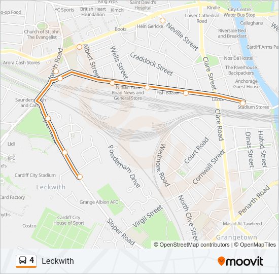 4 Route: Schedules, Stops & Maps - Leckwith (Updated)