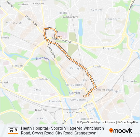 9 Route: Schedules, Stops & Maps - Cardiff (Updated)