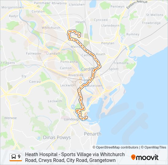9 Route: Schedules, Stops & Maps - University Hospital Of Wales (Updated)