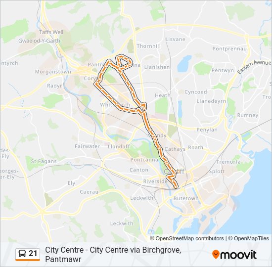 21 Route: Schedules, Stops & Maps - Cardiff Bus Station (Updated)