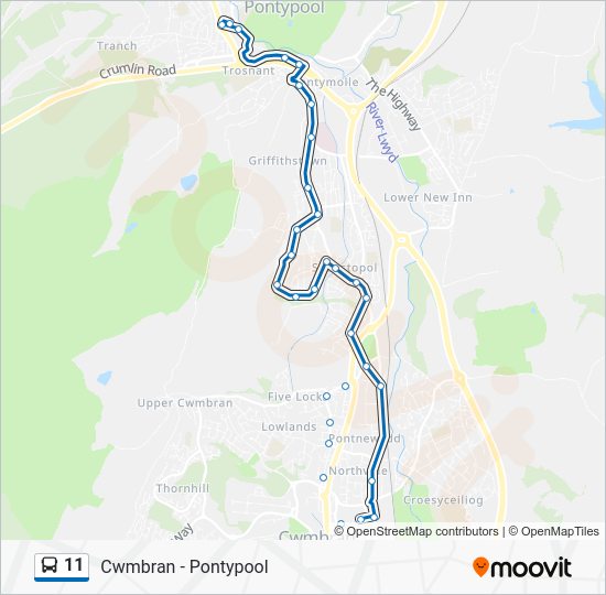 11 Route: Schedules, Stops & Maps - Pontypool (Updated)