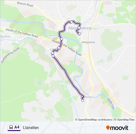a4 Route: Schedules, Stops & Maps - Llanellen (Updated)