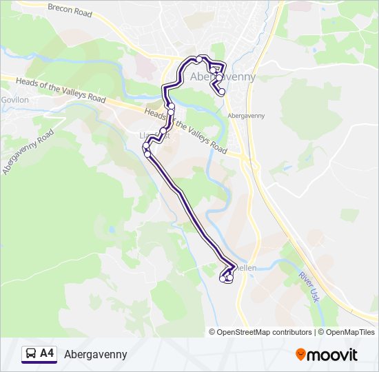 a4 Route: Schedules, Stops & Maps - Abergavenny (Updated)