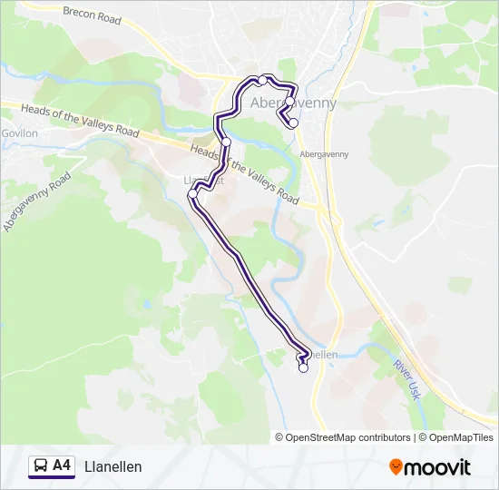 A4 Route: Schedules, Stops & Maps - Llanellen (Updated)