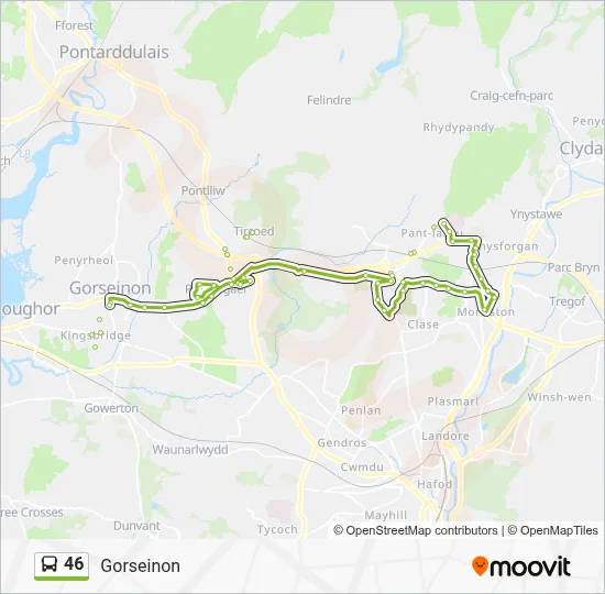 46 Route: Schedules, Stops & Maps - Gorseinon (Updated)