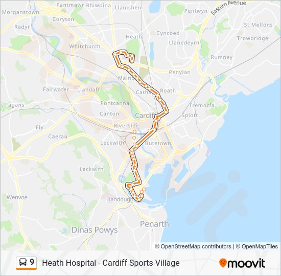 9 Route: Schedules, Stops & Maps - University Hospital Of Wales (Updated)