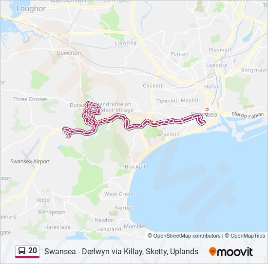 20 Route: Schedules, Stops & Maps - Swansea (Updated)