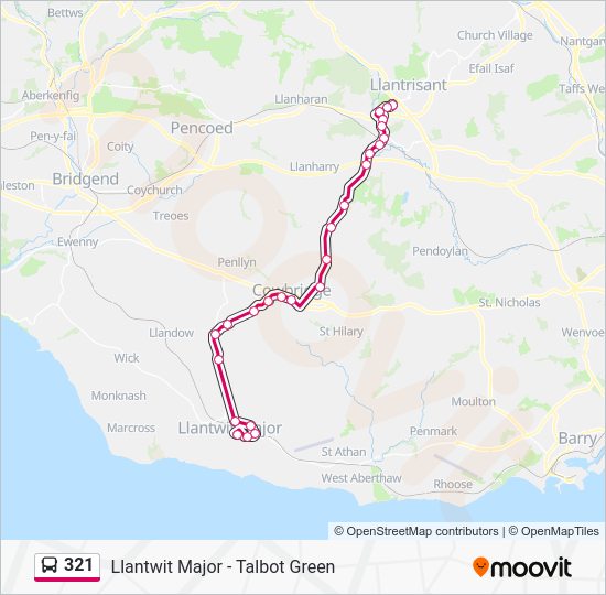 321 Route: Schedules, Stops & Maps - Llantwit Major (Updated)
