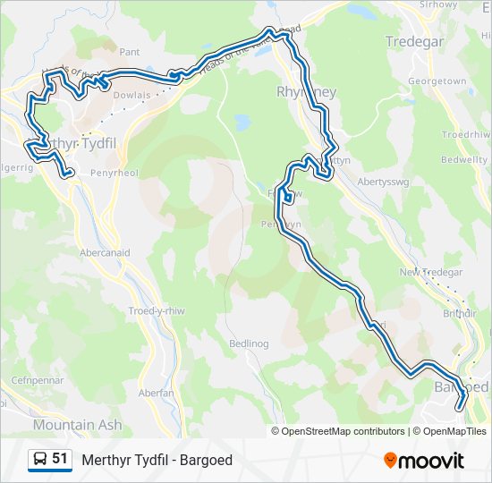 51 Route: Schedules, Stops & Maps - Bargoed (Updated)