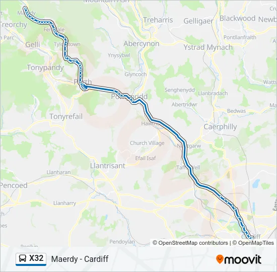 X32 Route: Schedules, Stops & Maps - Cardiff (Updated)