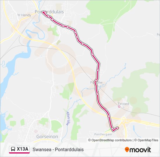 X13A Route: Schedules, Stops & Maps - Pontarddulais (Updated)