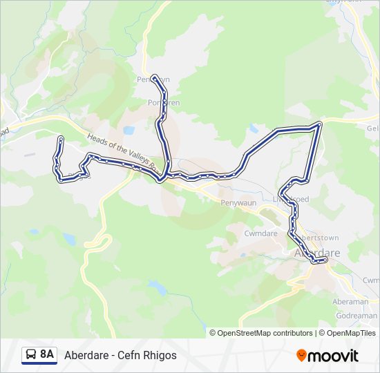 8a Route: Schedules, Stops & Maps - Cefn Rhigos (Updated)