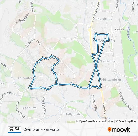 5A Route: Schedules, Stops & Maps - Cwmbran (Updated)