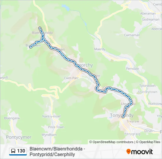 130 Route: Schedules, Stops & Maps - Tonypandy (Updated)