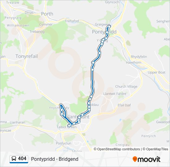 404 Route: Schedules, Stops & Maps - Talbot Green (Updated)