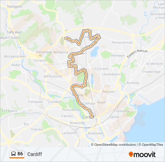 86 Route: Schedules, Stops & Maps - Cardiff (Updated)
