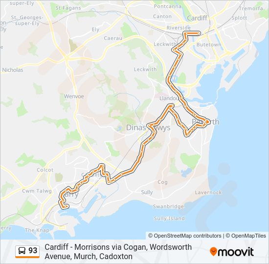 93 Route: Schedules, Stops & Maps - Cardiff Bus Station (Updated)