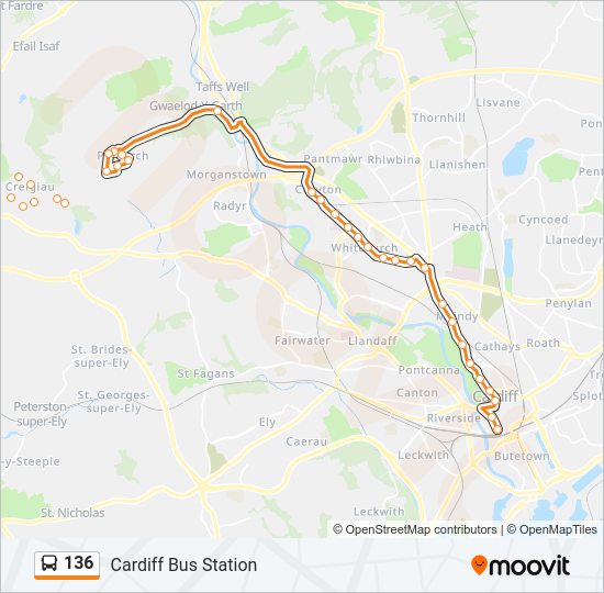 136 Route: Schedules, Stops & Maps - Cardiff Bus Station (Updated)