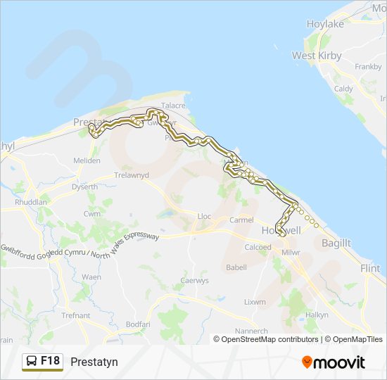 f18 Route: Schedules, Stops & Maps - Prestatyn (Updated)